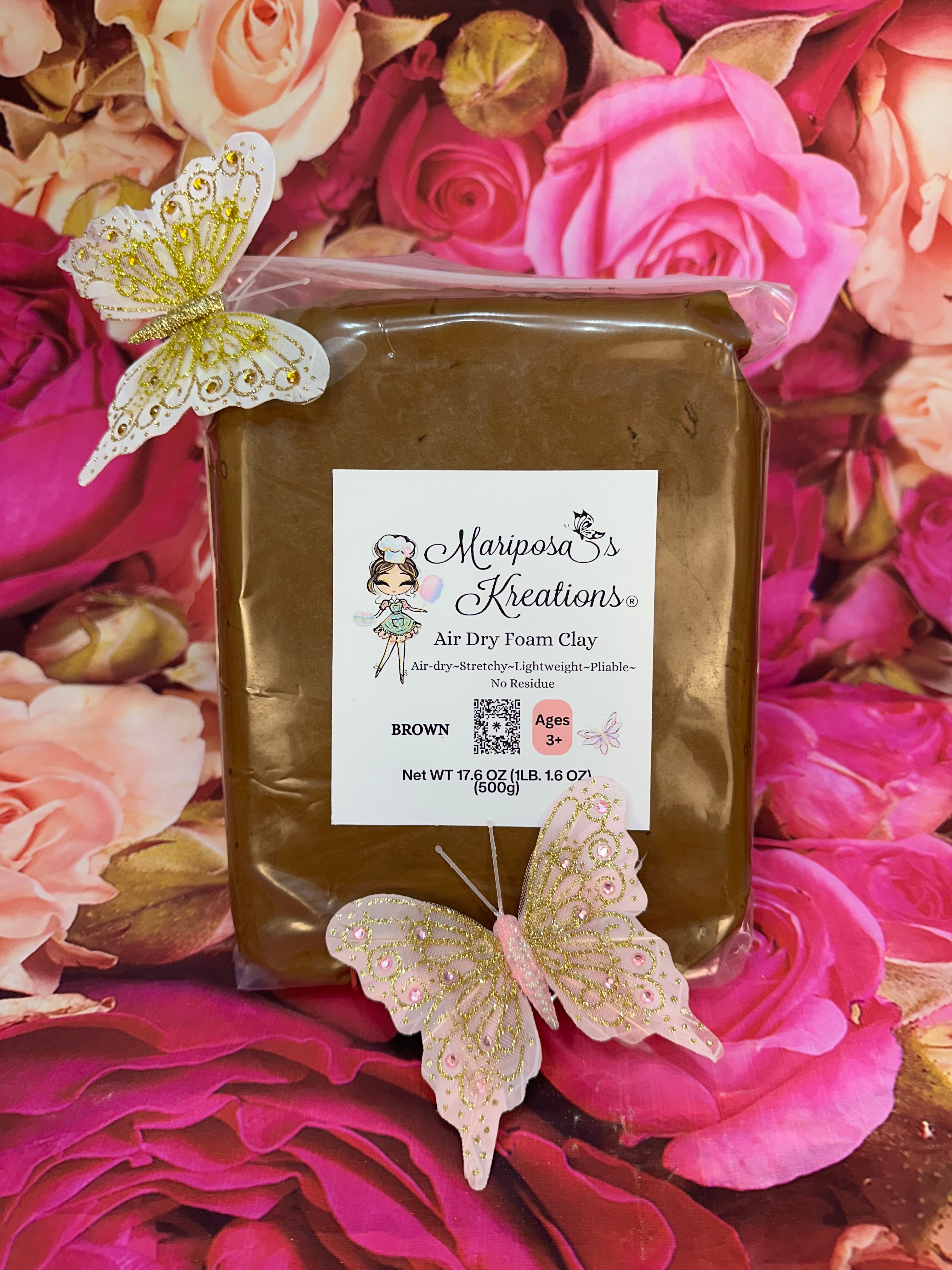 Chocolate Brown Air Dry Foam Clay 500 grams – Mariposa’s Kreations